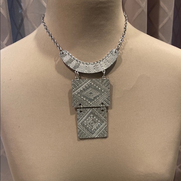 Jewelry | Silver Metal Necklace Aztec Design Reversible | Poshmark